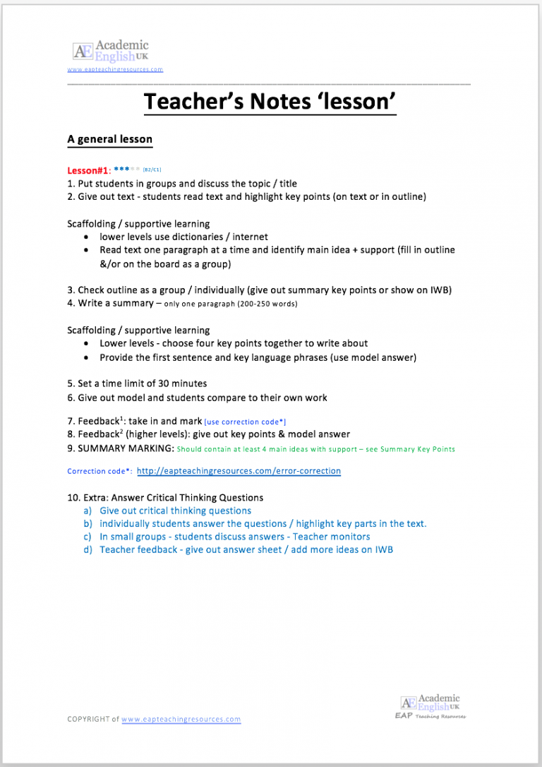 EAP Academic Reading & Summary Writing