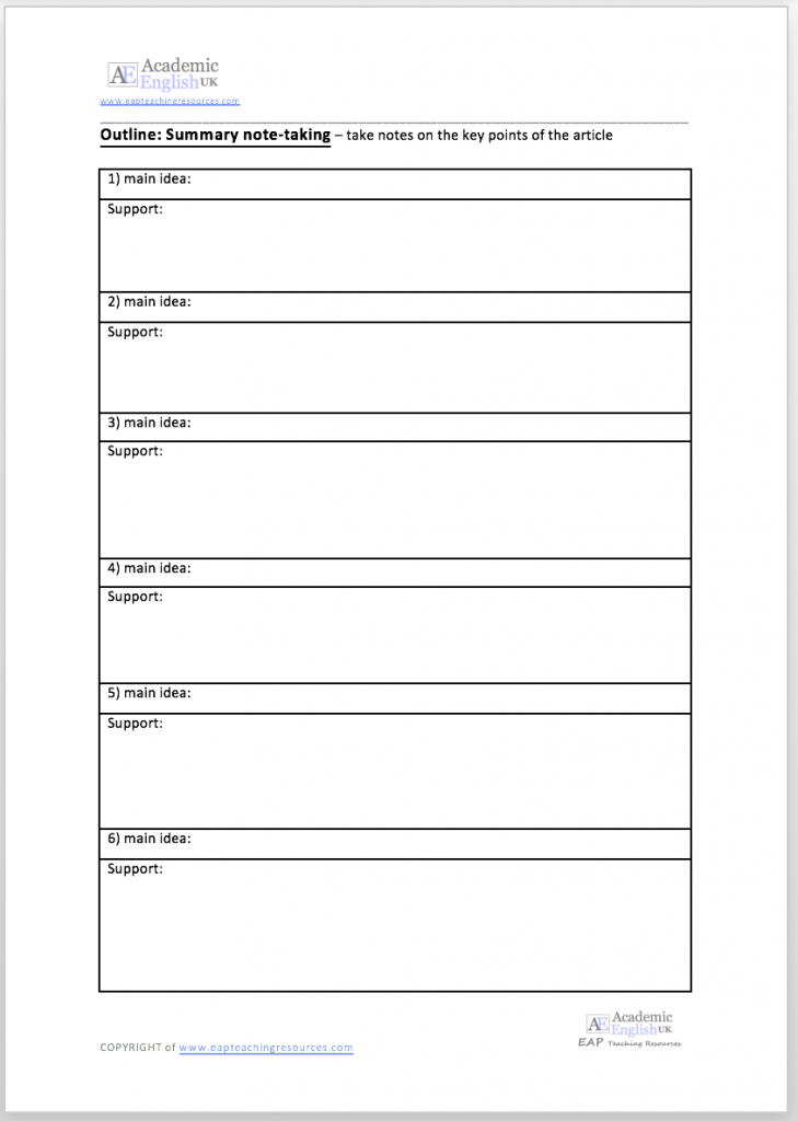 EAP Academic Reading & Summary Writing