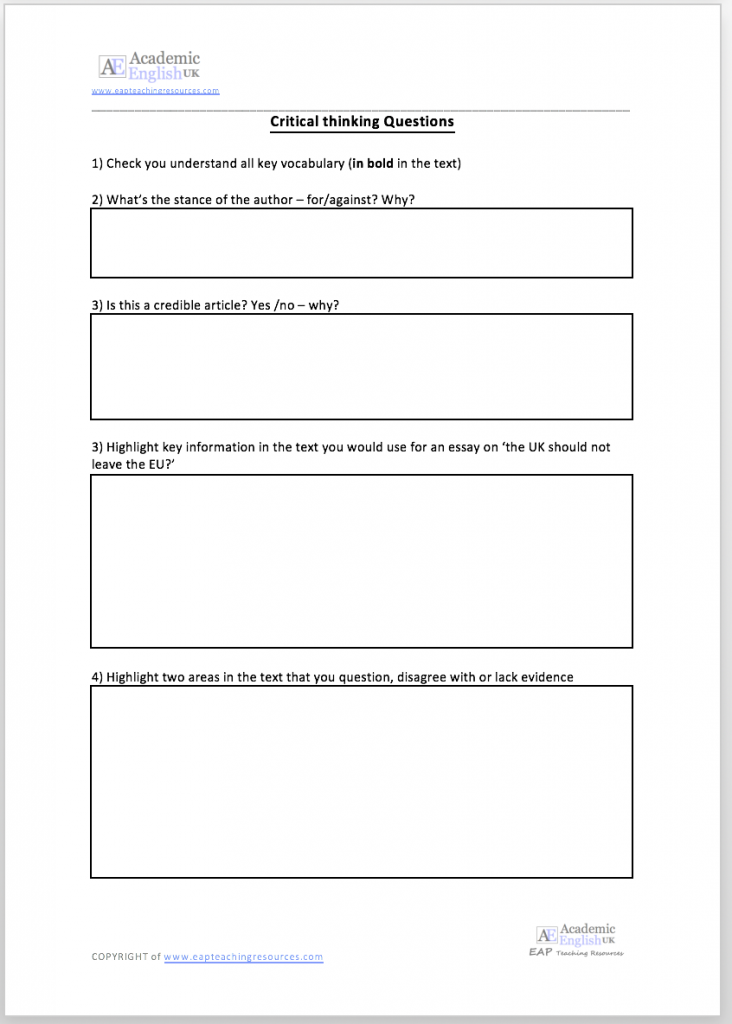 EAP Academic Reading & Summary Writing